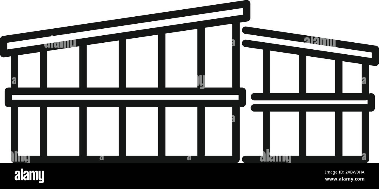 Minimalist line art illustration representing a modern industrial ...
