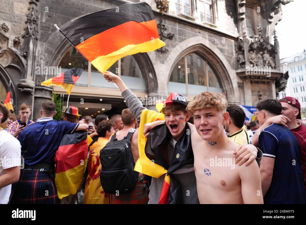 Germany and Scotland fans at Marienplatz, Munich. Scotland will face ...