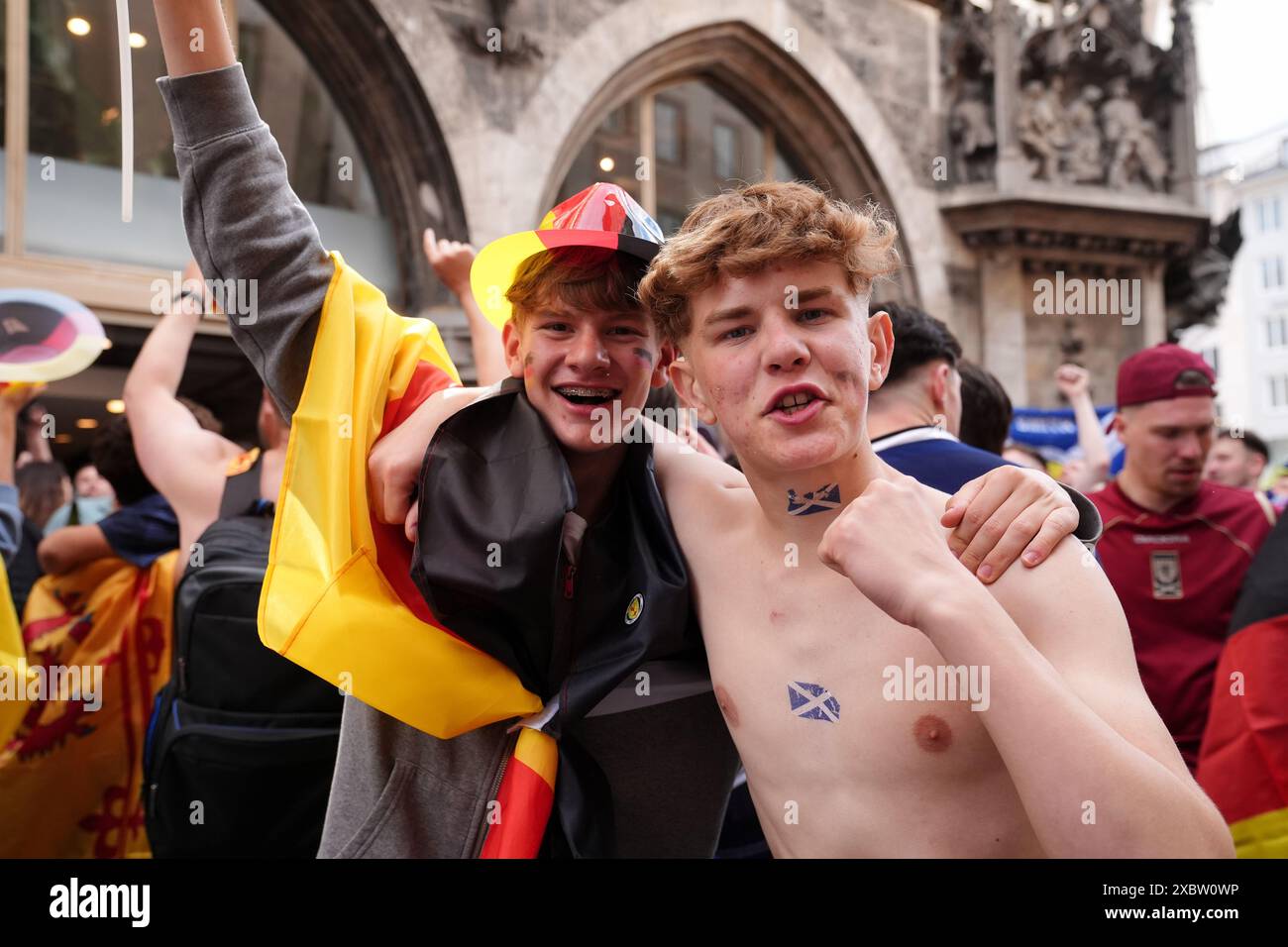 Germany and Scotland fans at Marienplatz, Munich. Scotland will face ...