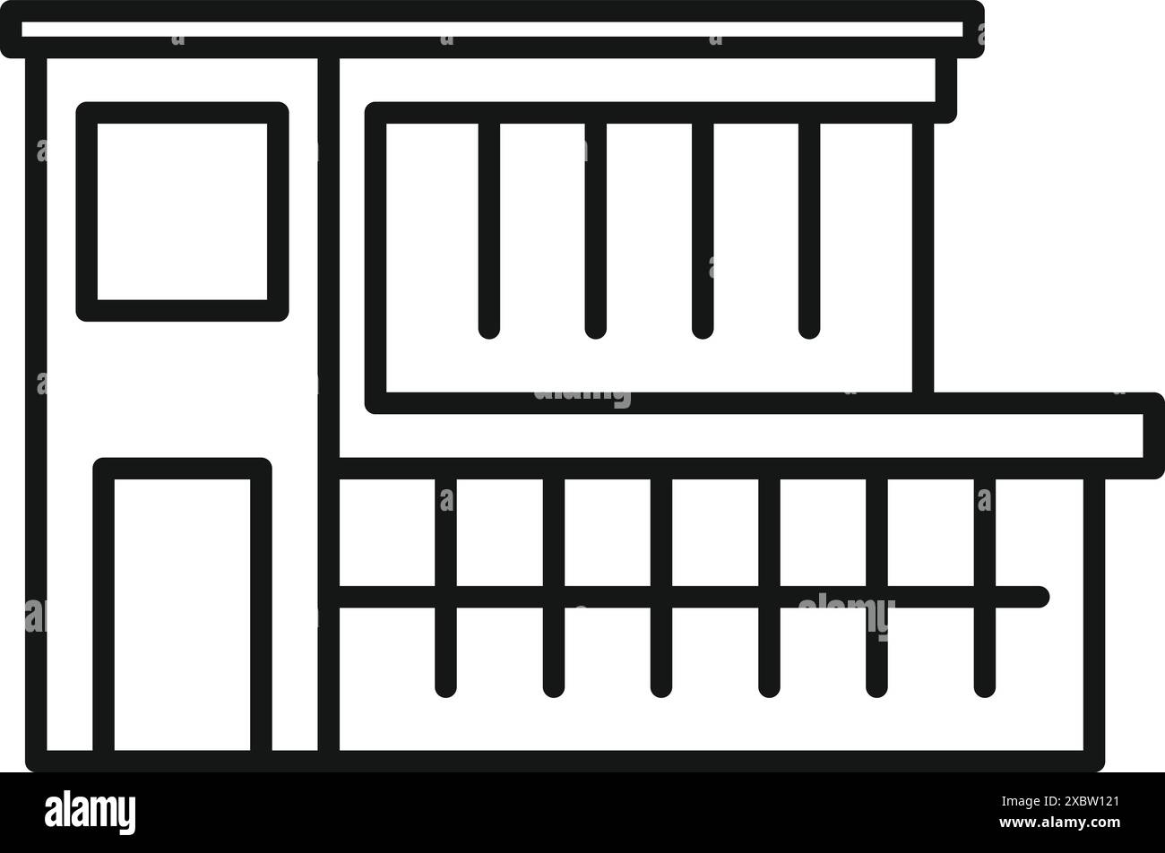 Simple illustration representing a modern building with large windows ...