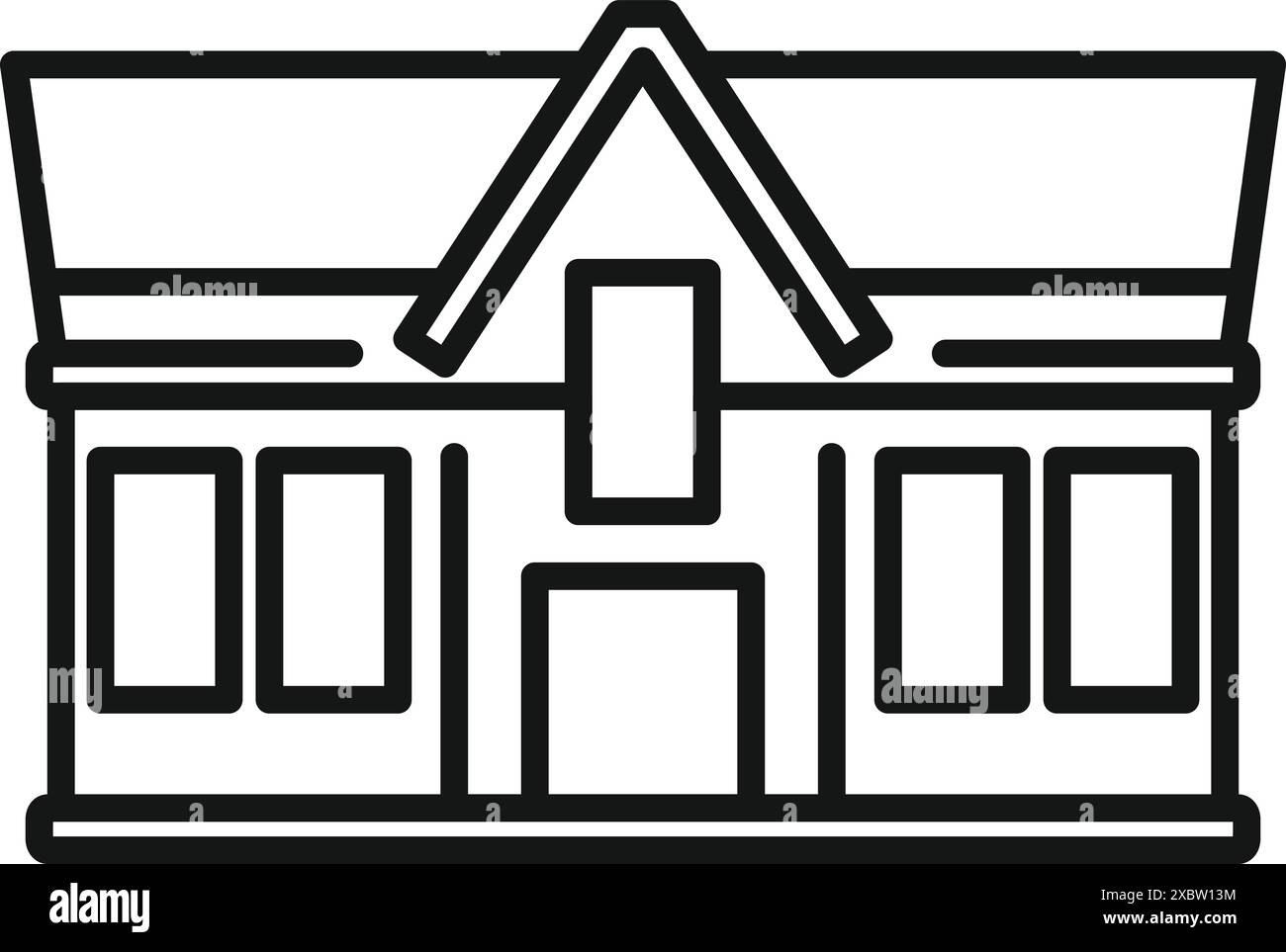 Simple one story house with attic windows is perfect for representing ...