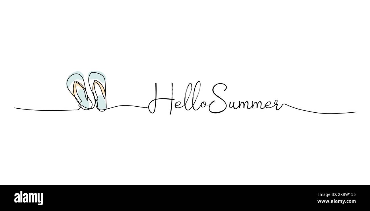 flip flops hand drawn. lineart continuous line drawing. Single line drawing for summer design ...