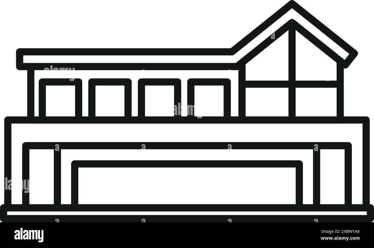 Simple line drawing of a modern two storey house with garage, suitable ...