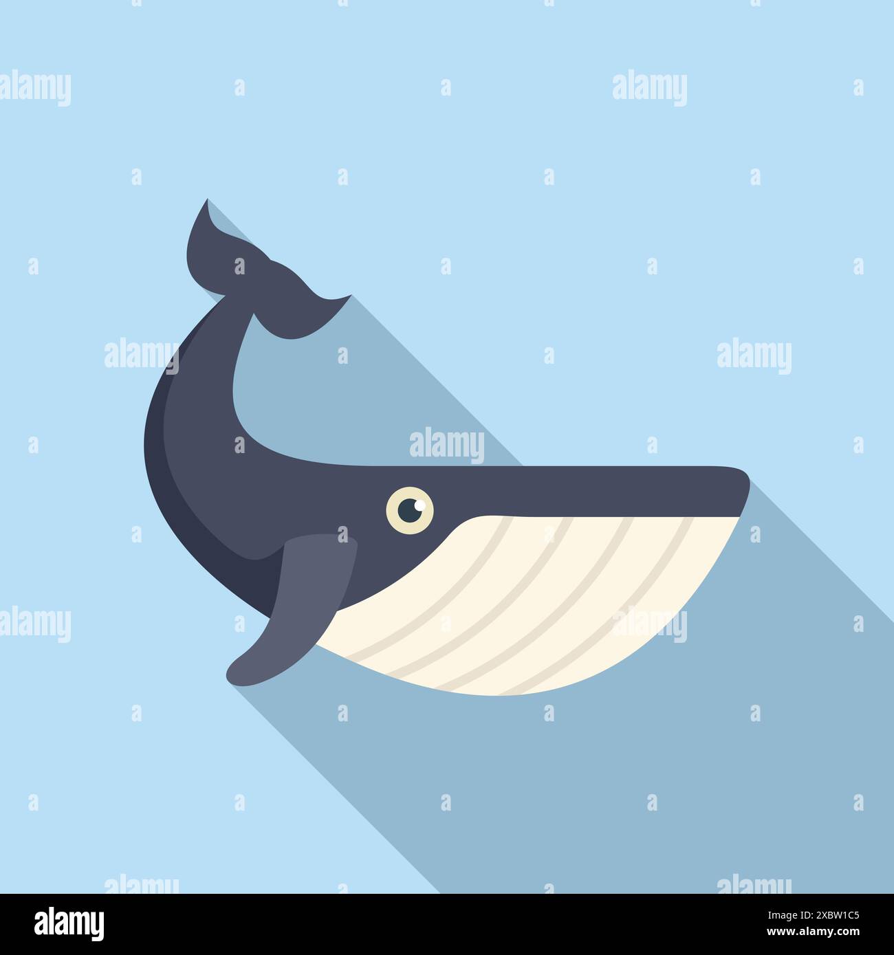 Cartoon whale swimming in the ocean with long shadow Stock Vector Image ...
