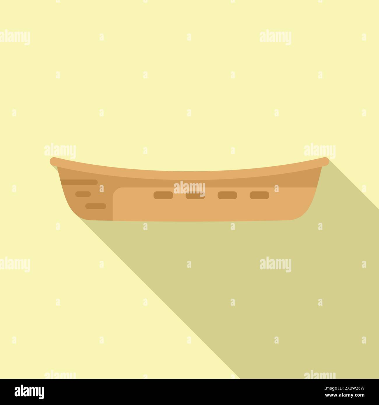 Simple and elegant wooden boat is floating peacefully on calm water ...