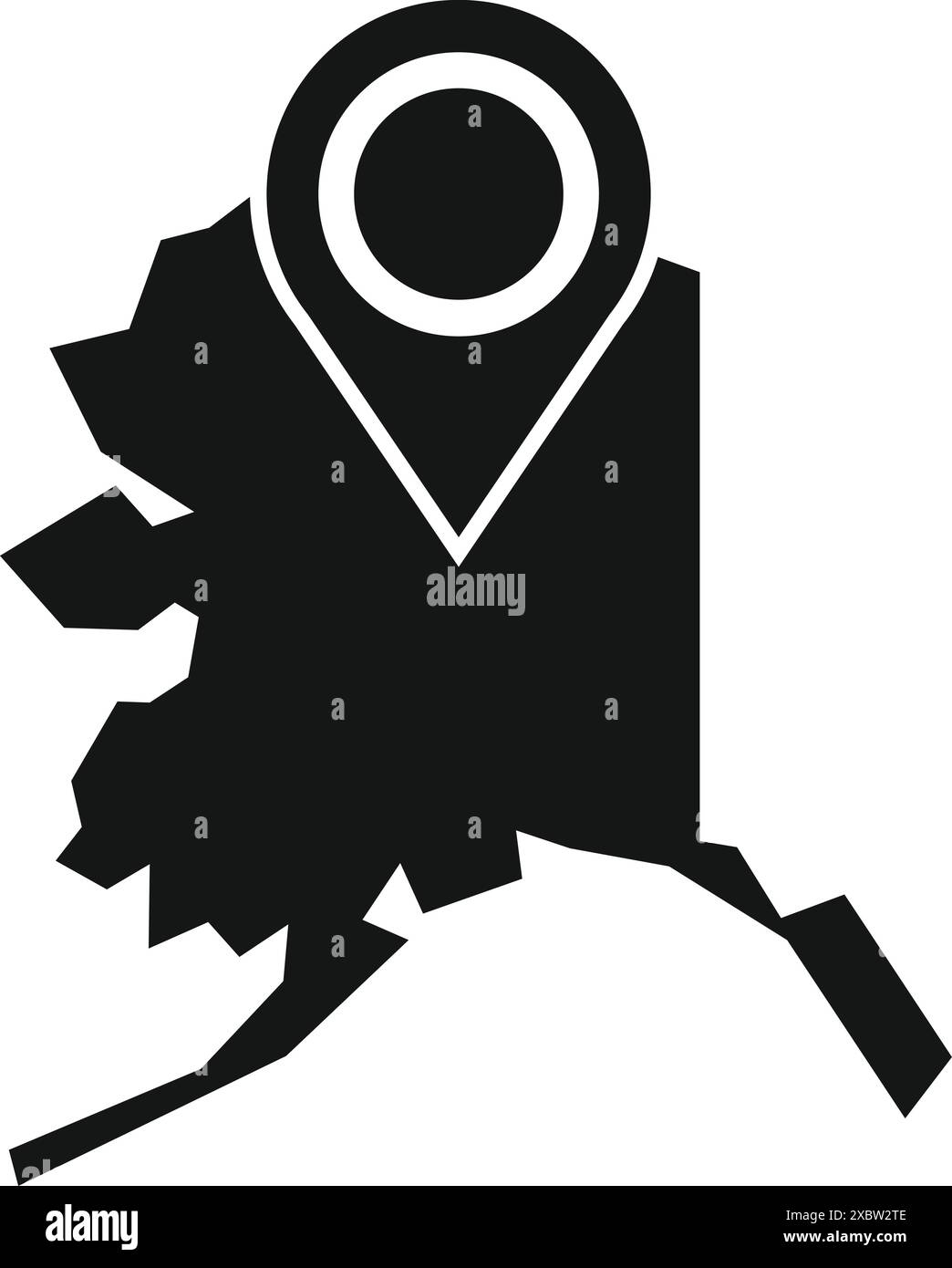 Black icon of a map pin marking a location on a map of alaska Stock ...