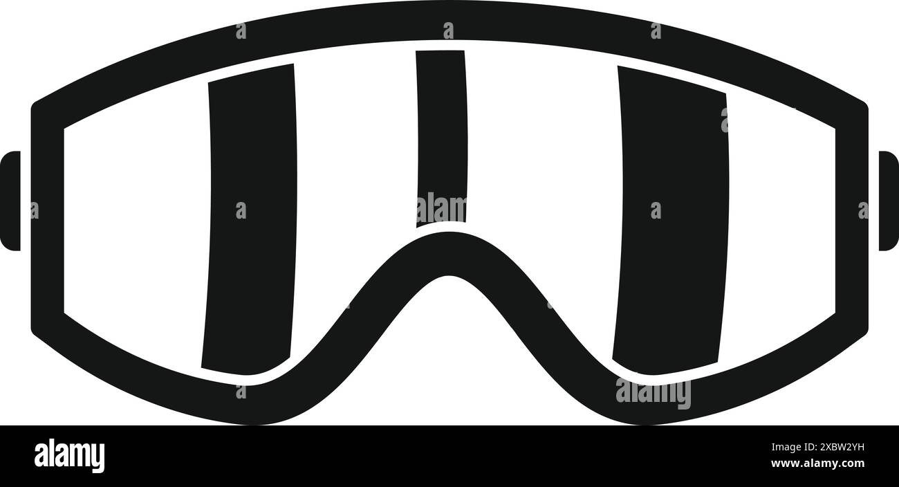 Simple black style icon representing ski goggles, essential equipment for winter sports ...