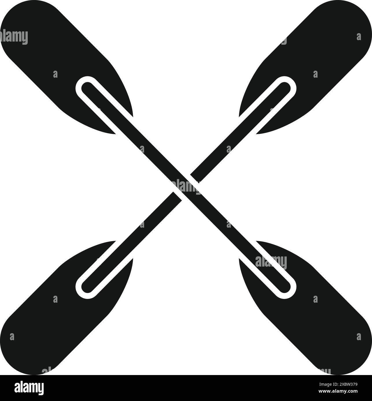 Black silhouette of two crossed kayak paddles forming a simple logo ...