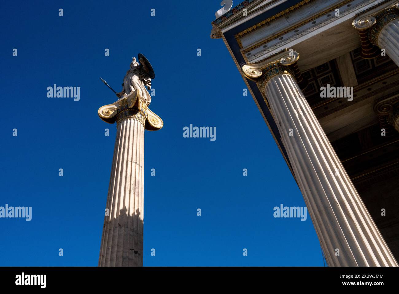 Statue of Athena, goddess of war in Greek mythology, at the Academy of ...