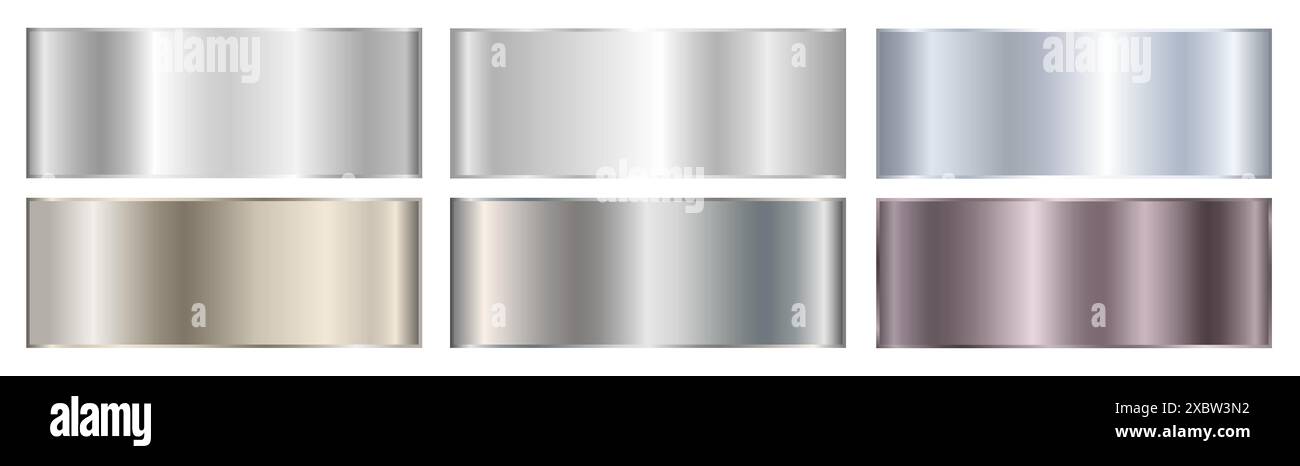 Set with silver gradients on a white background. A palette of colors ...