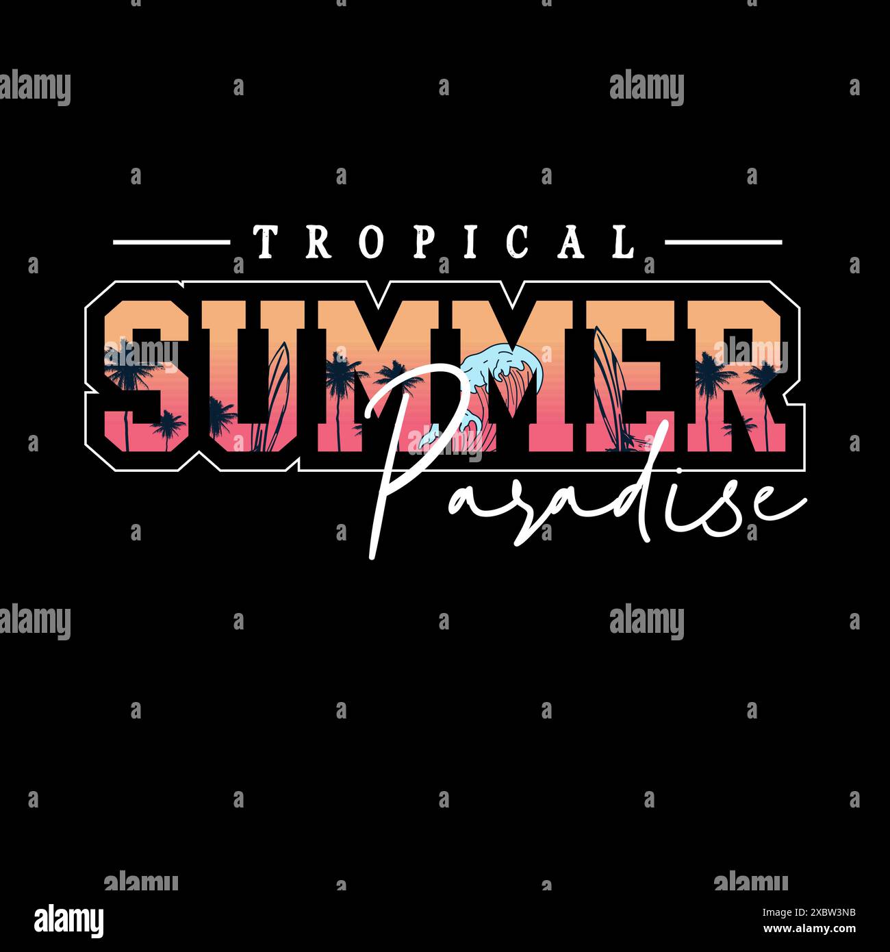 Tropical Summer Paradise beach typography design Stock Vector Image ...