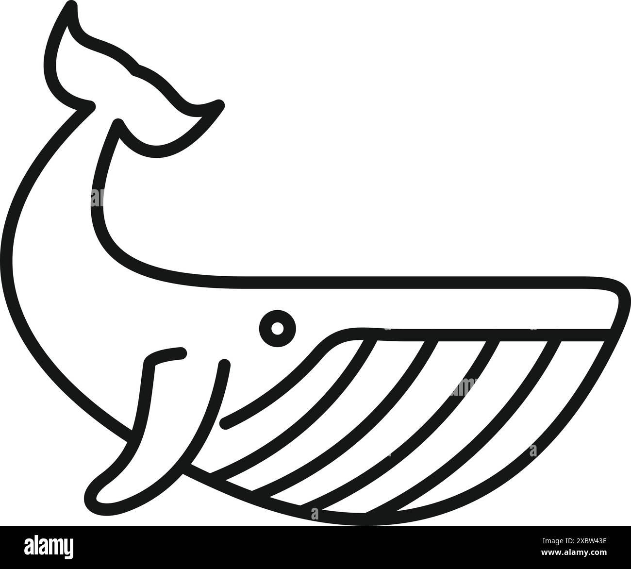 Simple line art illustration of a whale swimming underwater Stock ...