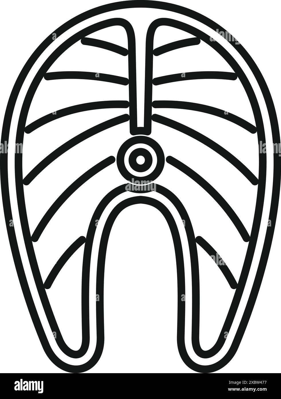 Simple line drawing icon of a salmon fish filet, ideal for food or ...