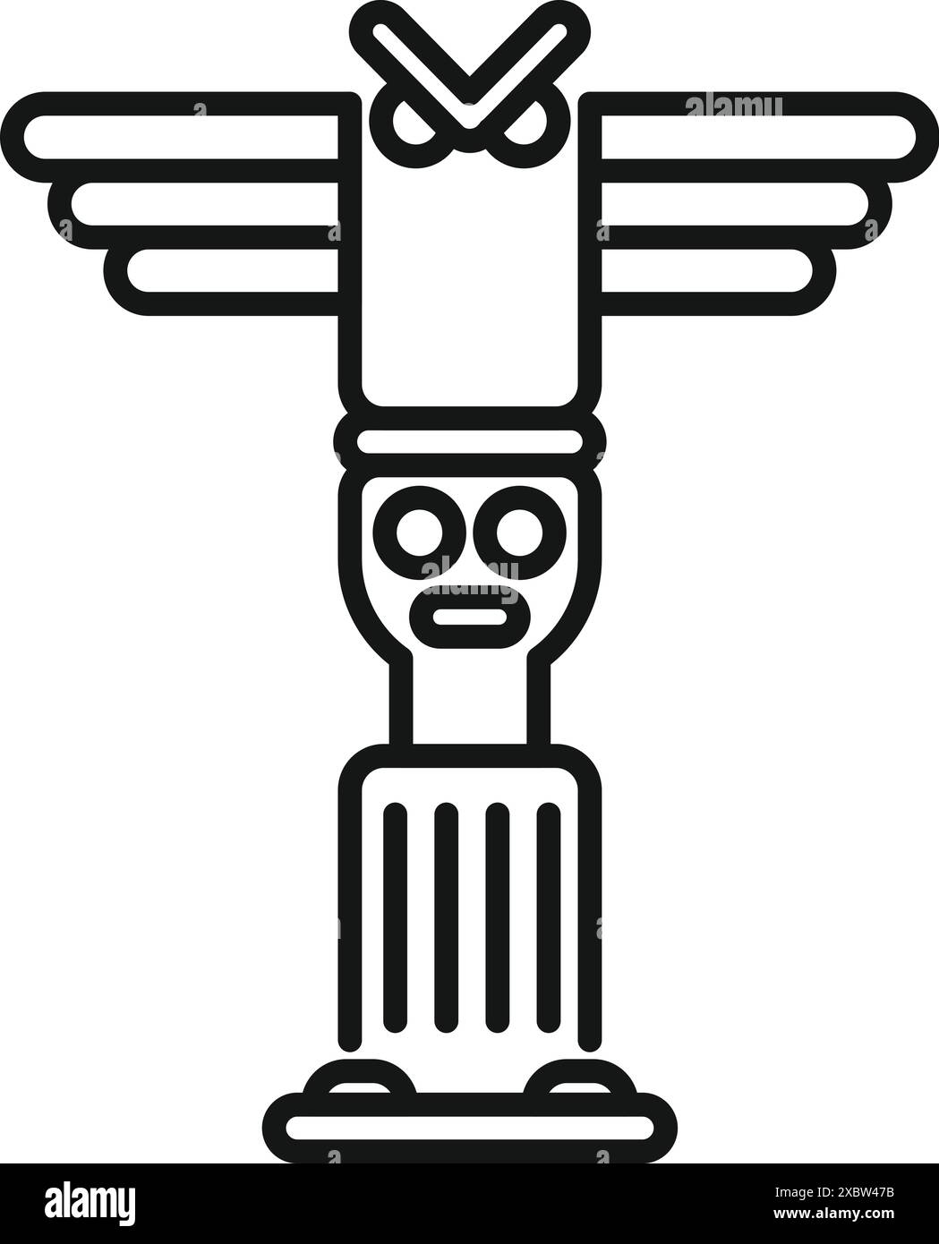 Ancient totem pole representing native american culture with bird ...