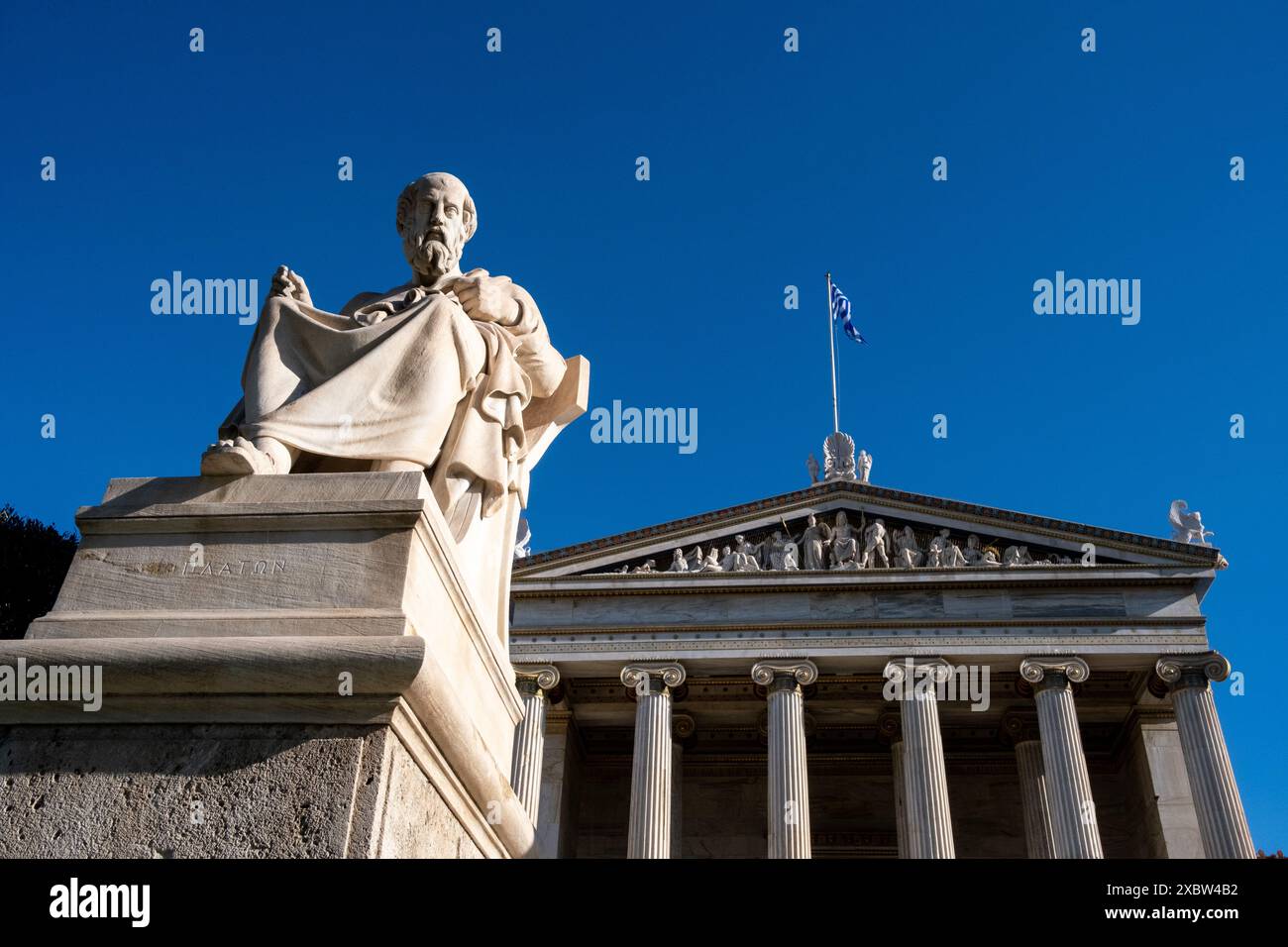 Statue of the ancient Greek philosopher Plato at the Academy of ...