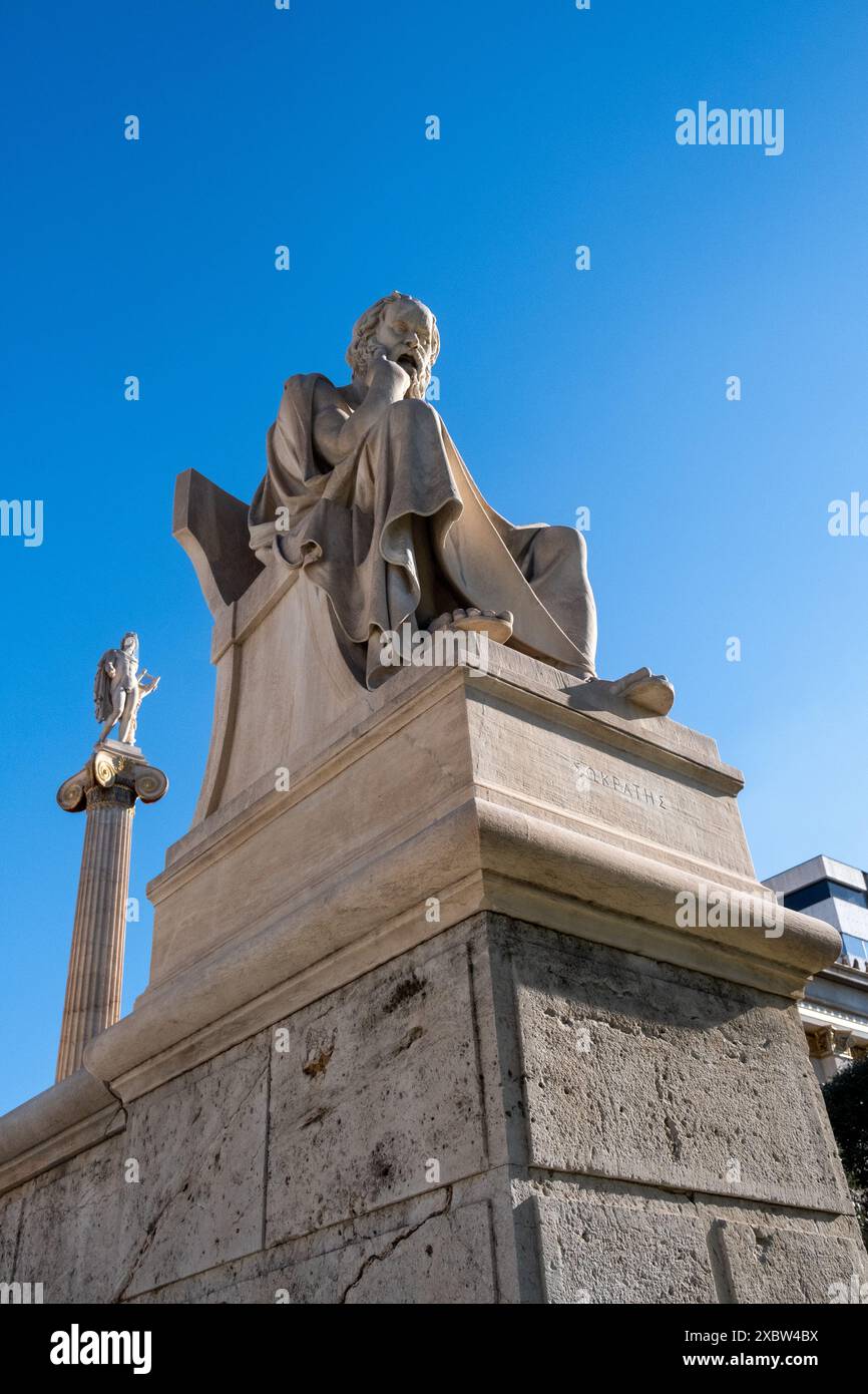 Statue of the ancient Greek philosopher Socrates and Apollo, god of ...