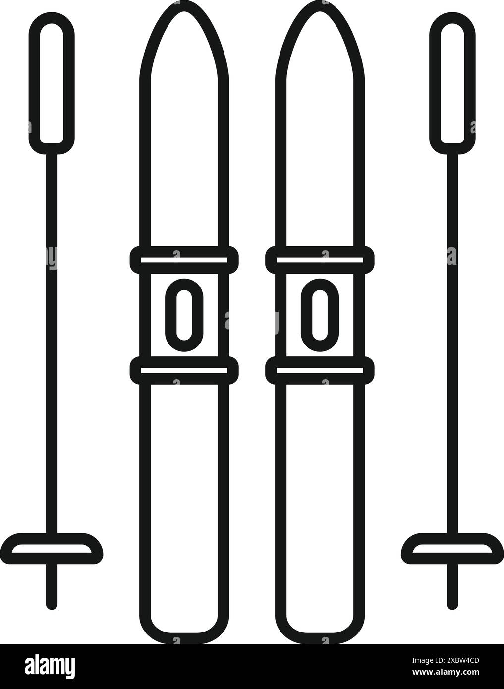 Simple line drawing of a pair of skis and poles, perfect for ...