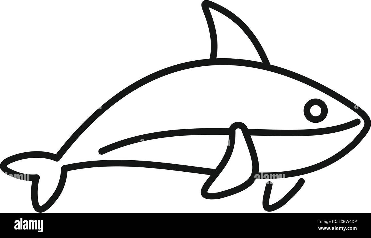 Simple line drawing of a killer whale swimming upwards Stock Vector ...