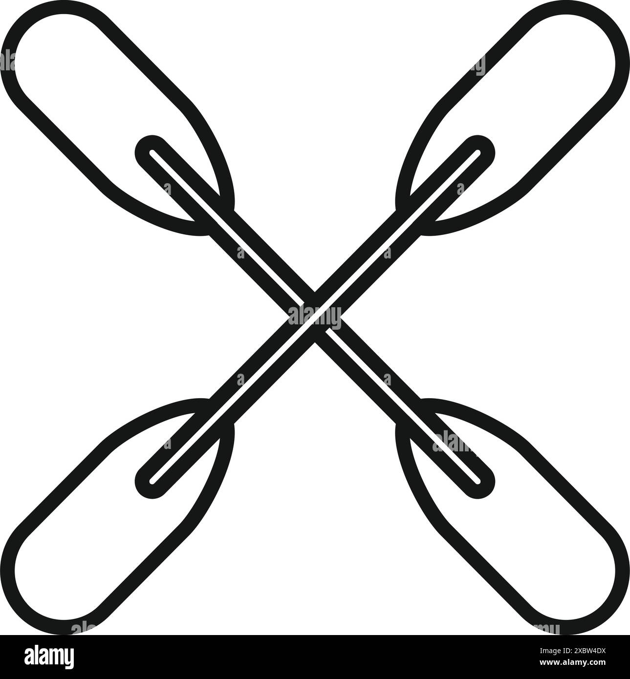 Four crossed kayak or canoe paddles icon forming a square shape, simple ...