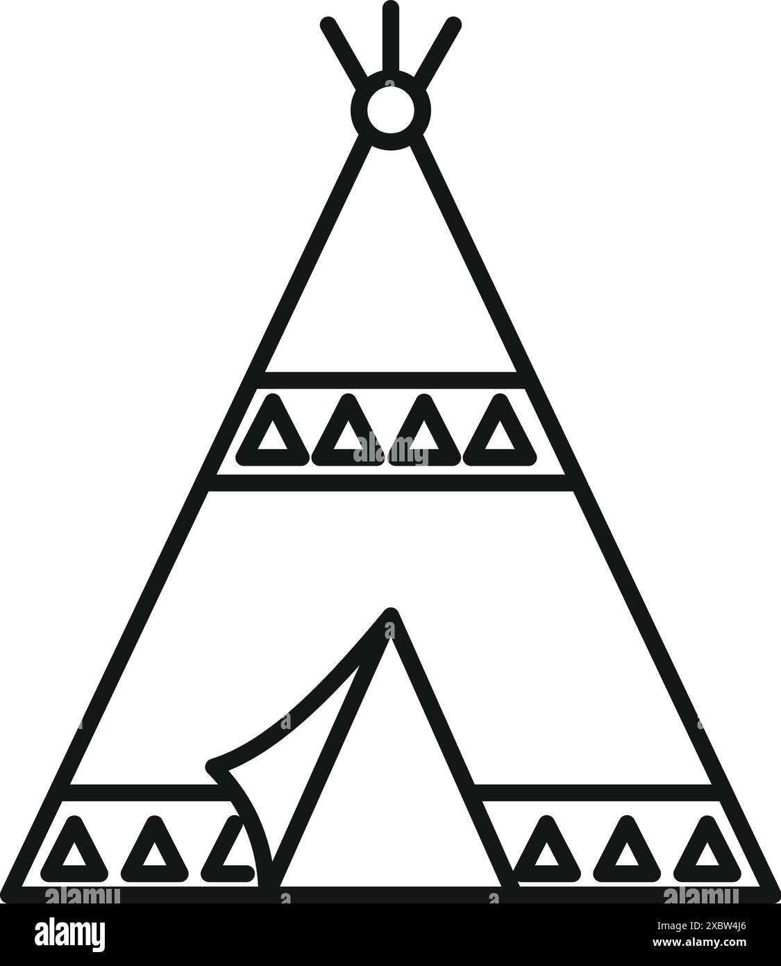 Simple line drawing of a teepee dwelling, representing native american ...