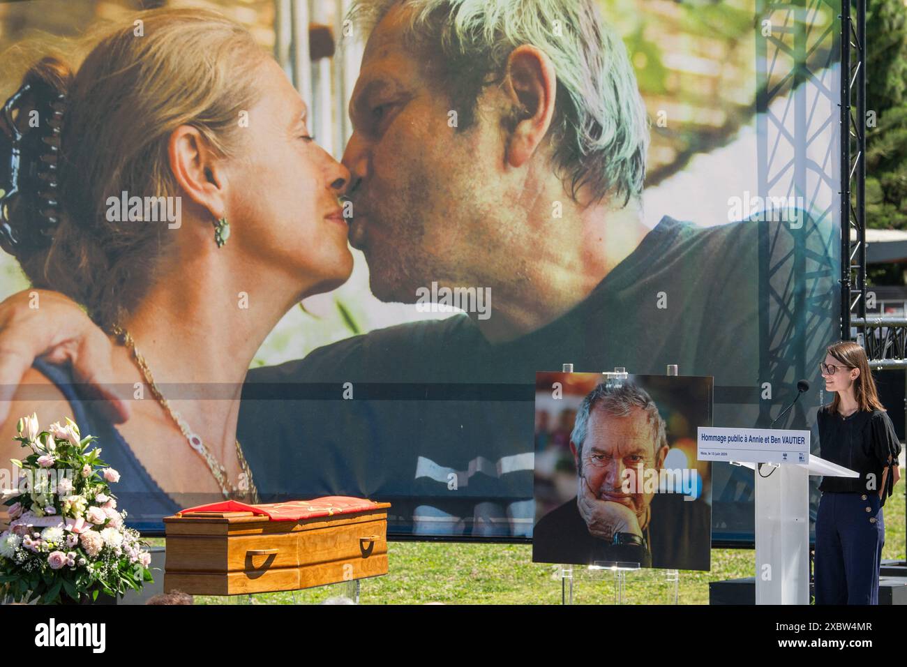 Helène Guerin, director of the Mamac de Nice gives a speech at the ...