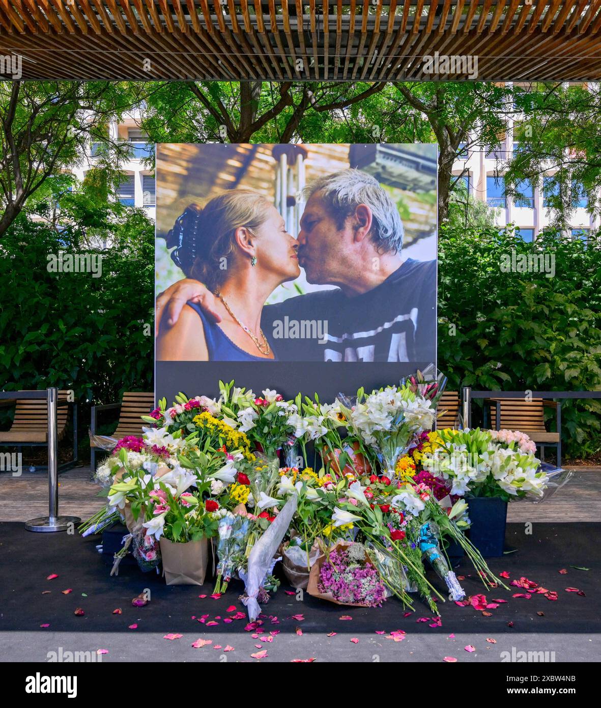 Nice, France. 13th June, 2024. Flowers laid by Nice residents at the ...
