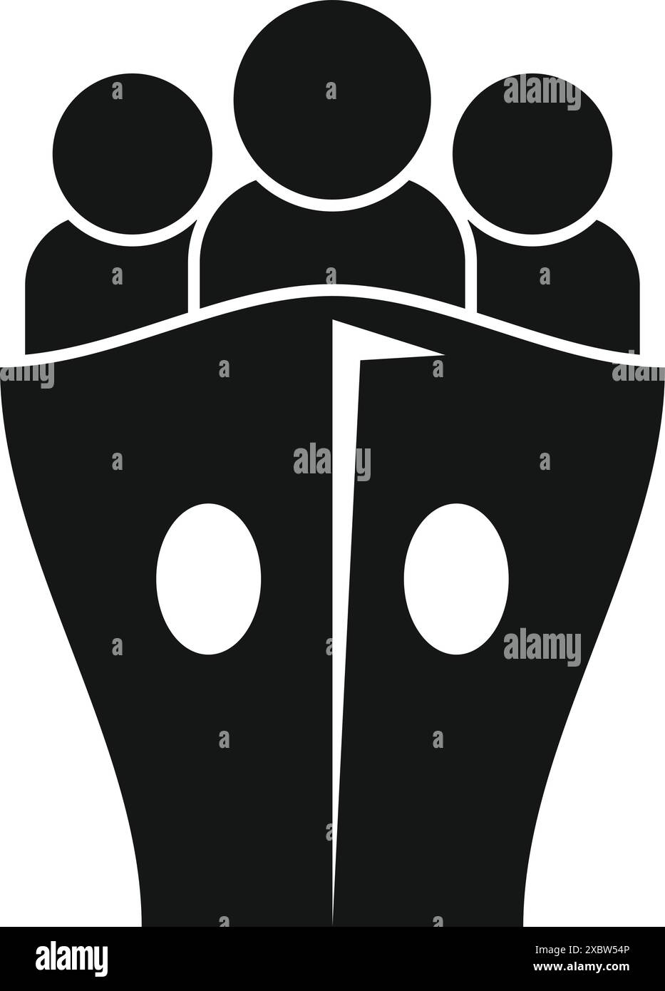 Black and white silhouette icon of three businessmen standing on a ...