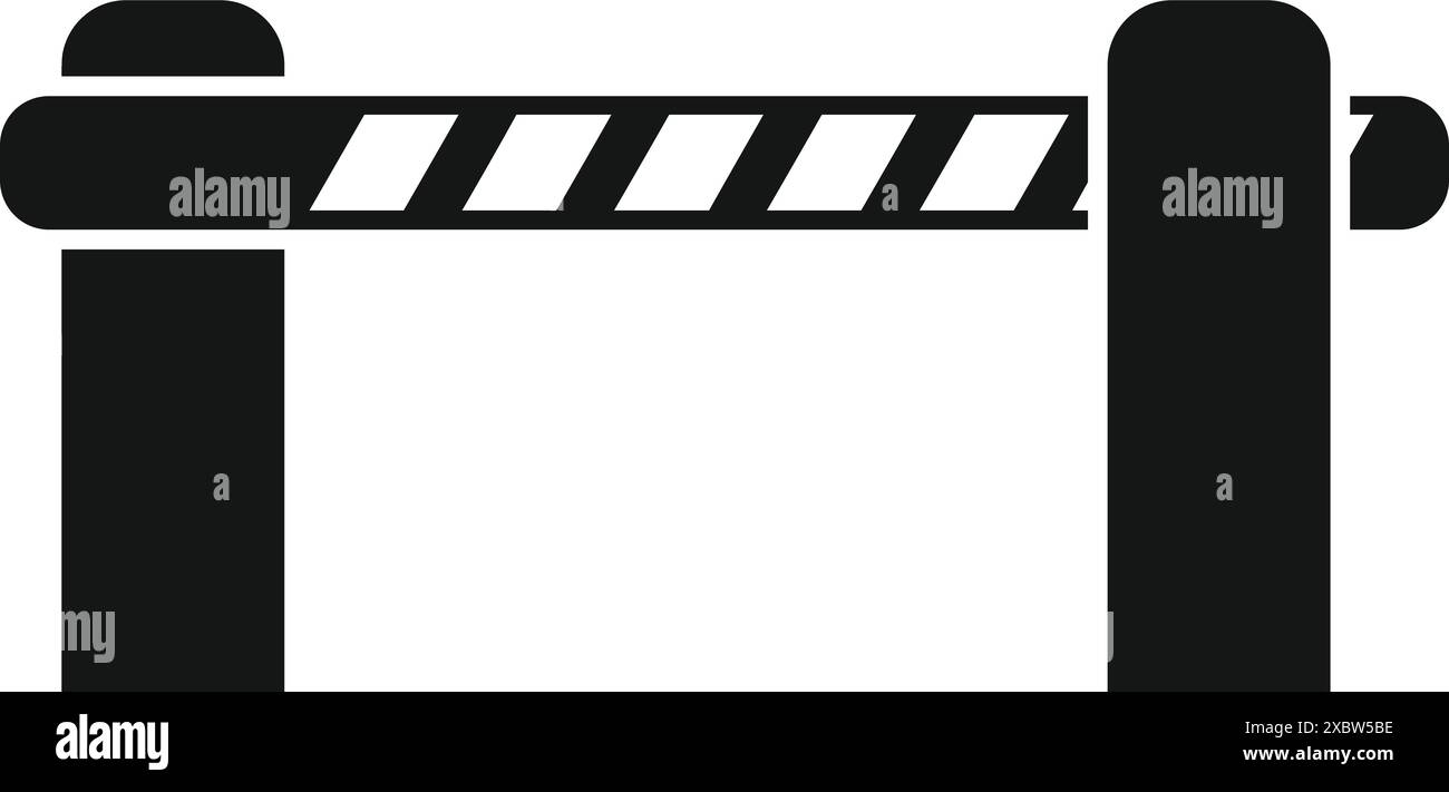 Simple black and white icon of a barrier gate, symbolizing restricted ...