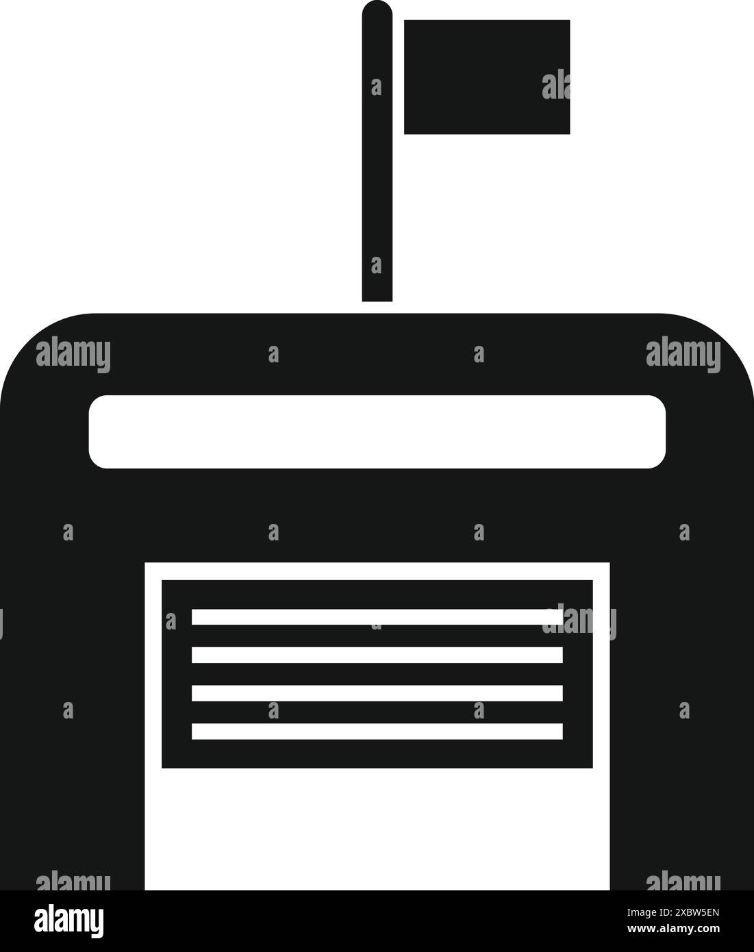 Big garage building with flag waving icon in simple style isolated on ...