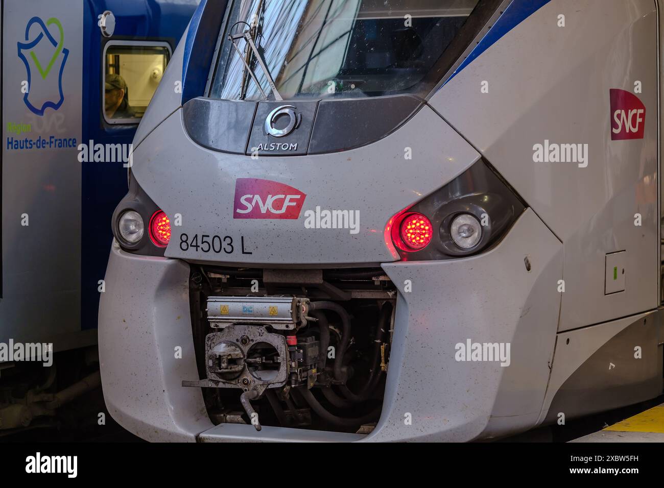 Paris, France - May 17, 2024 : View of the head of the TGV, the french ...