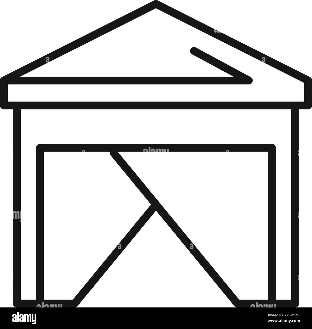 Black and white line drawing of a tent, providing shelter and a place ...