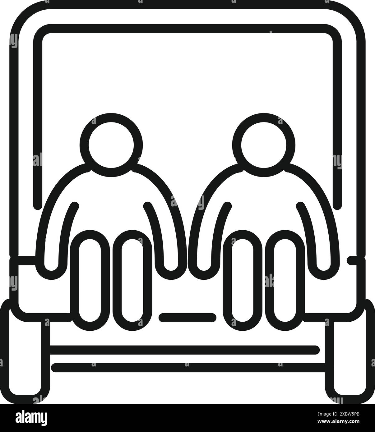 Line drawing of two passengers sitting in the open bed of a pickup ...