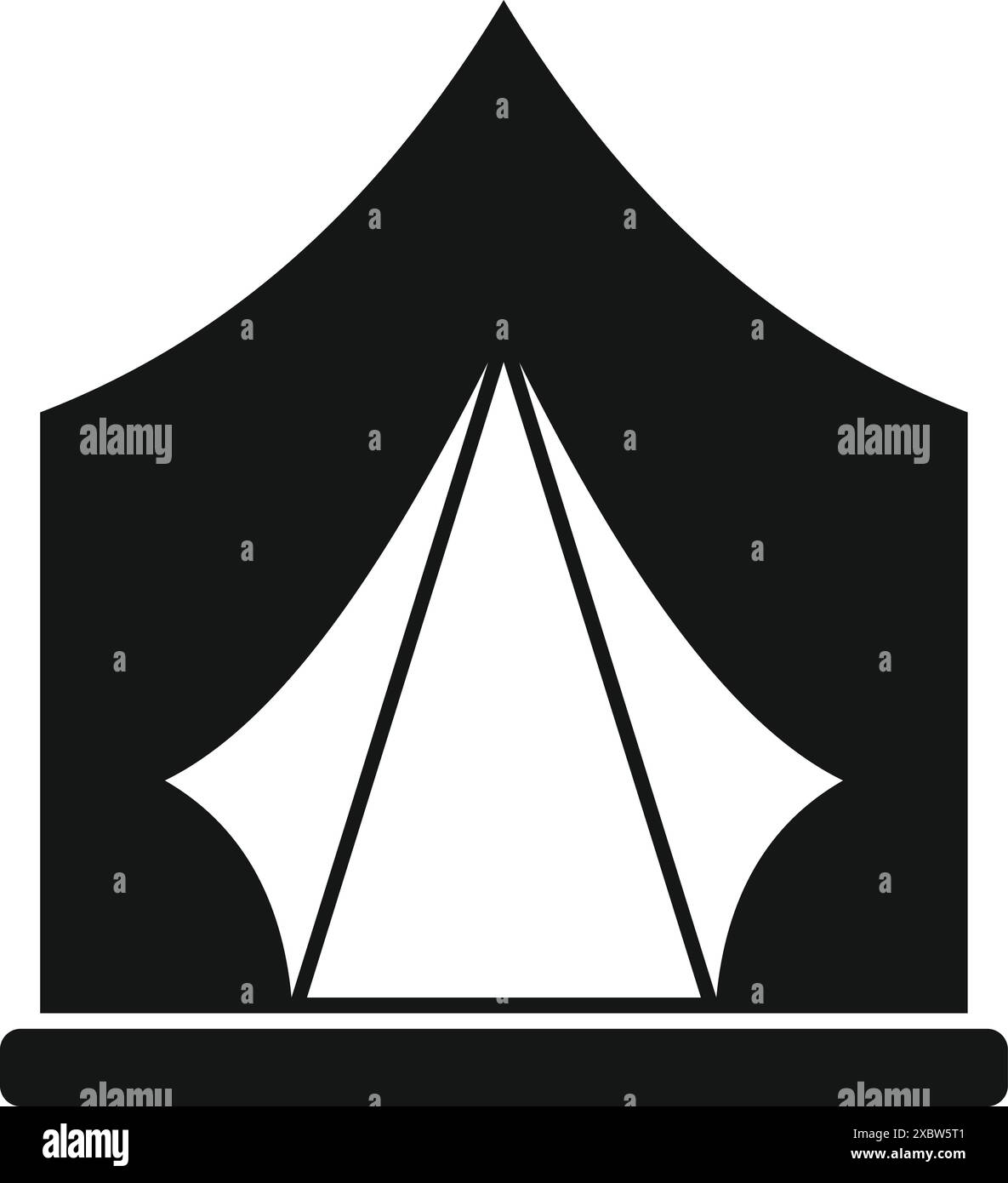 Black camping tent standing on the ground in simple style isolated on ...