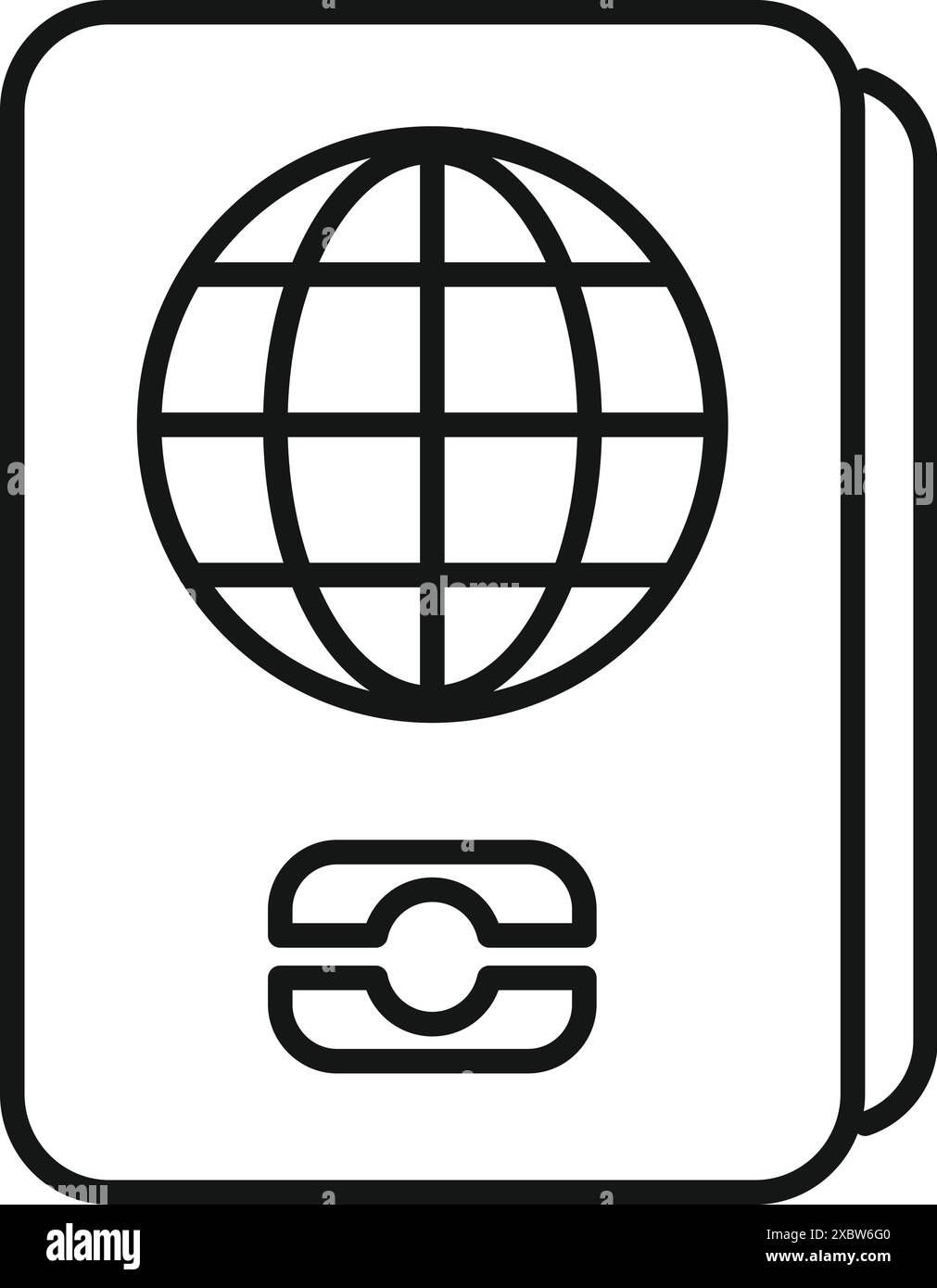 Line Art Icon Of A Biometric Passport For International Travel And