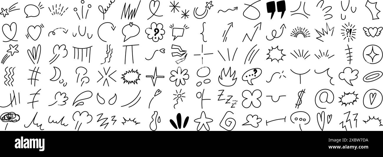Anime emotion effect design elements. Manga collection of arrows ...