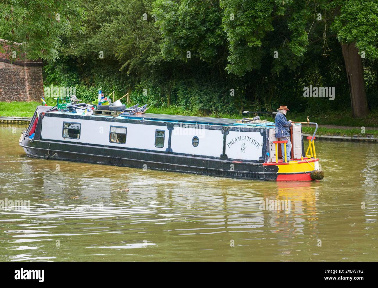 A canal boat at the bottom of the longest, steepest flight of staircase ...