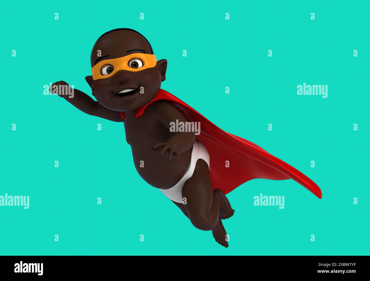 Fun 3D baby superhero flying Stock Photo - Alamy
