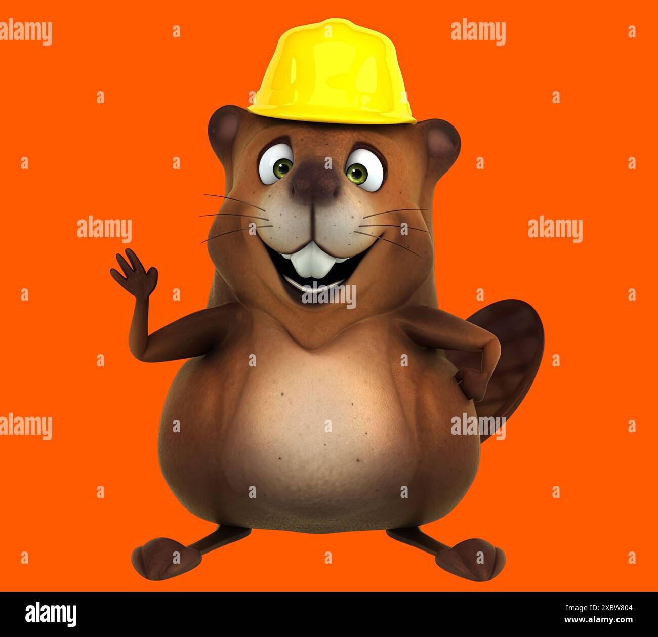 Fun 3D beaver saying hello Stock Photo - Alamy