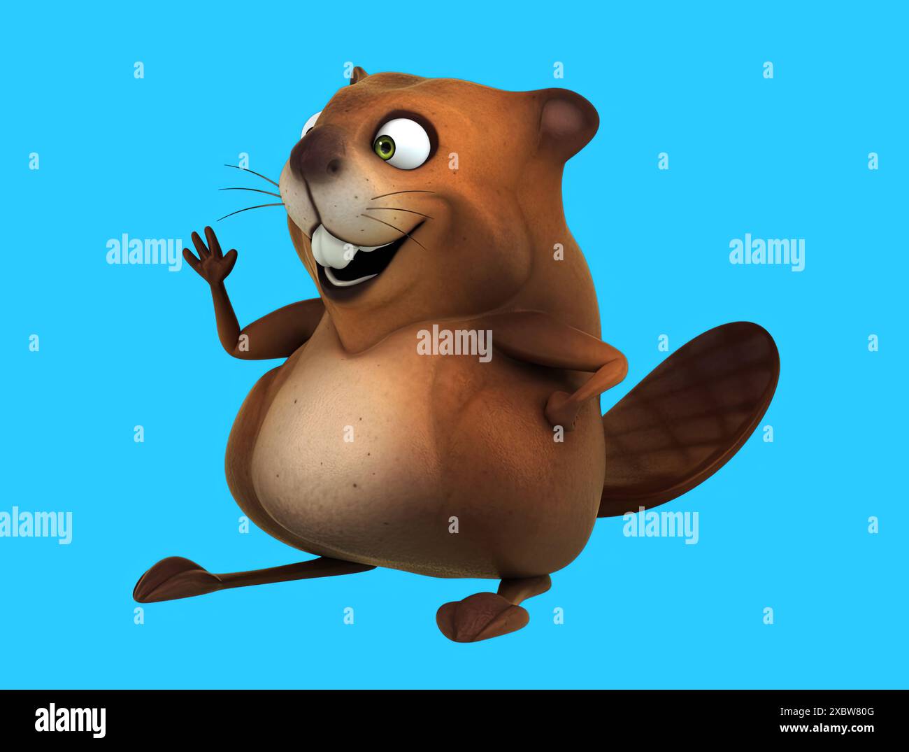Fun 3D beaver saying hello Stock Photo - Alamy