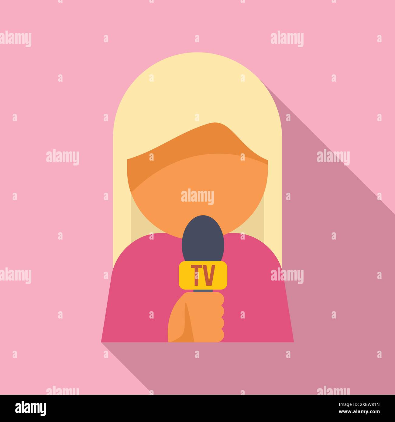 Female reporter is holding a microphone with a tv logo, conducting an interview Stock Vector ...