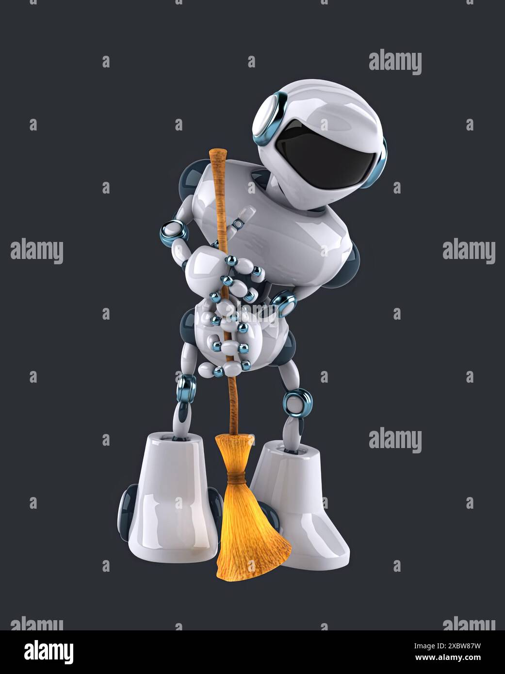 Fun 3D robot maid doing the cleaning Stock Photo - Alamy
