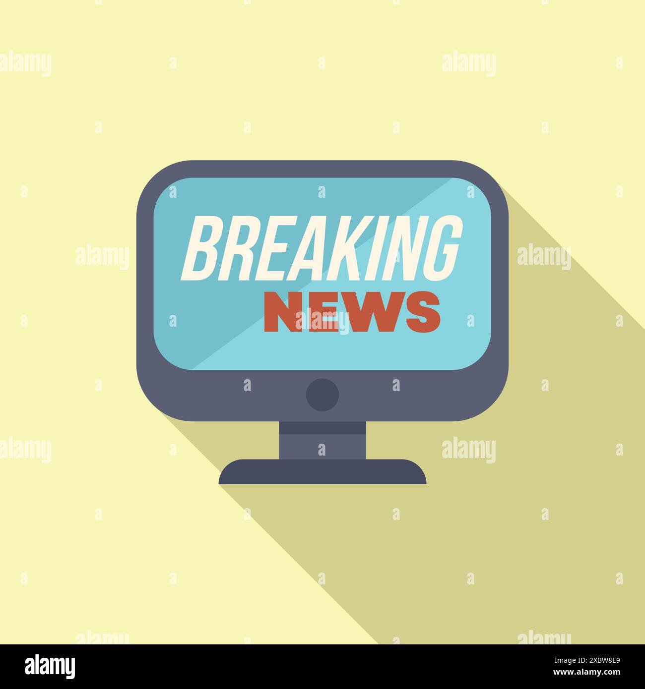 Breaking news concept with desktop computer displaying important ...