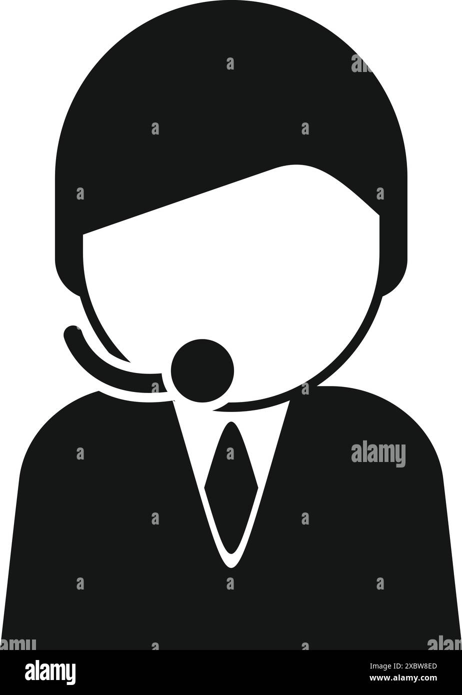 Simple silhouette icon of a dispatcher wearing a headset microphone ...