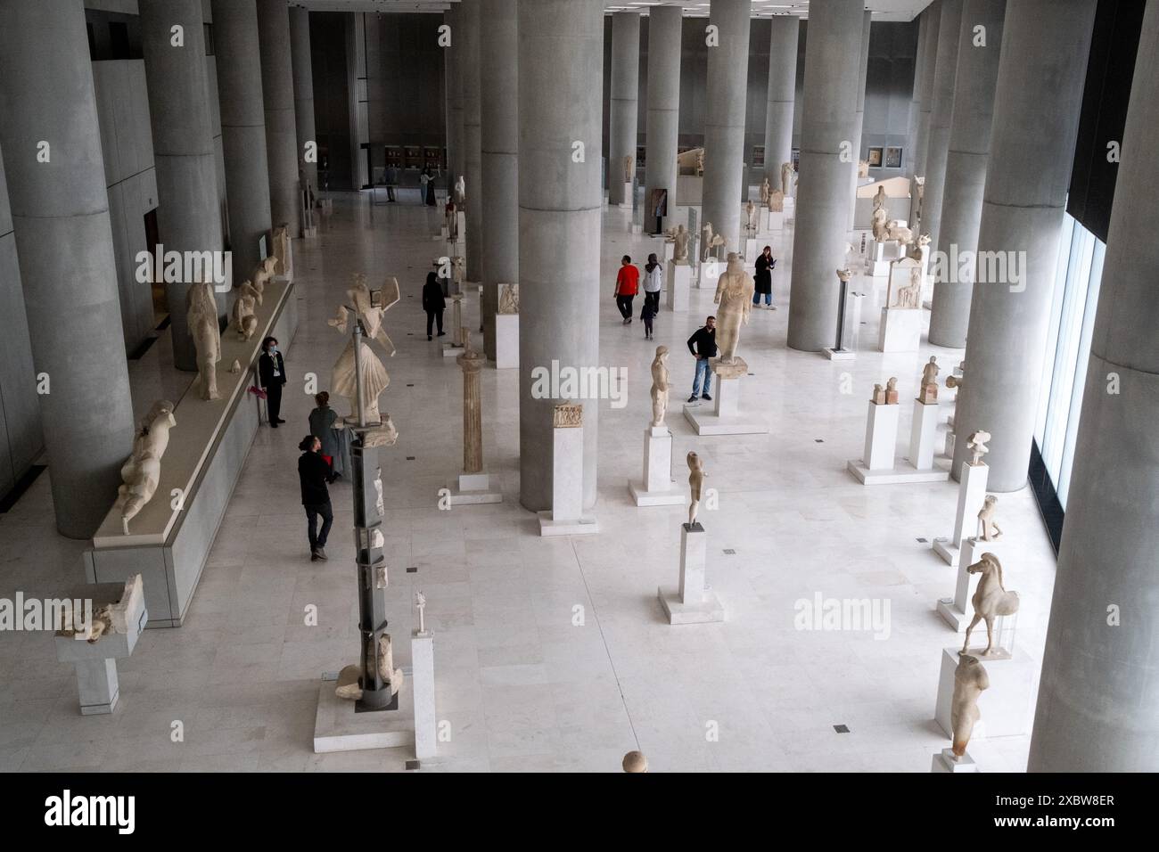 Statue of Greek antiquity on the first floor of the Acropolis museum ...
