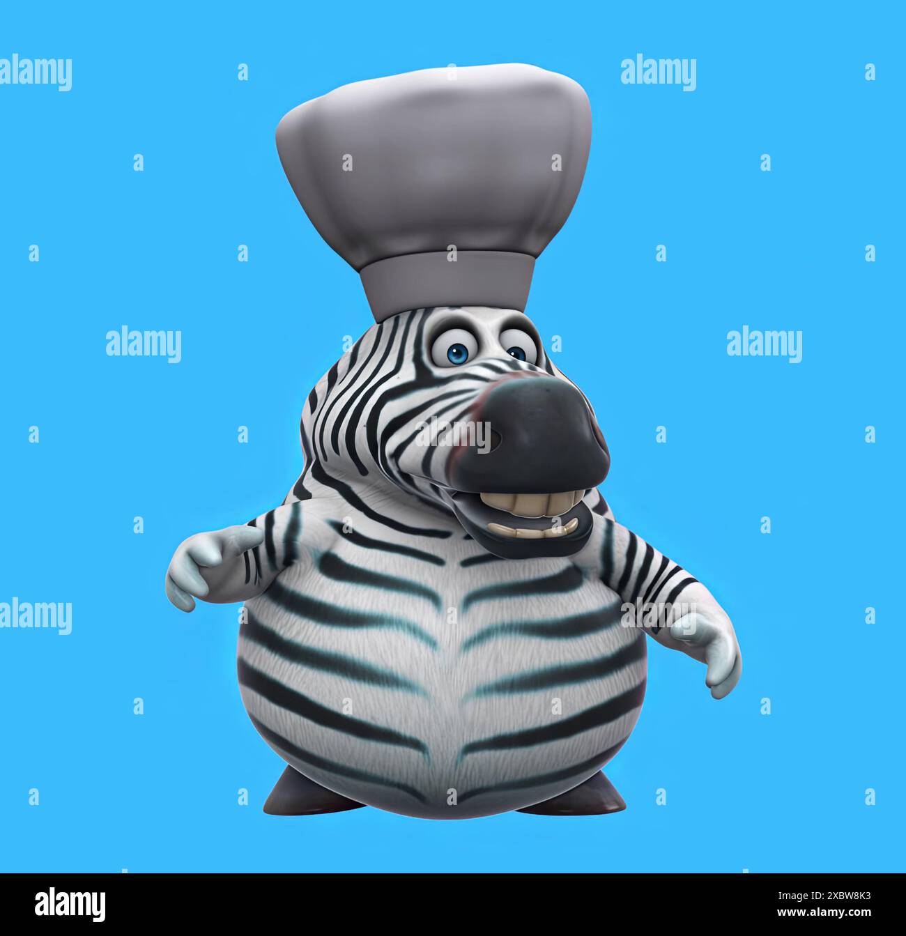 Fun 3D cartoon zebra chef talking Stock Photo - Alamy