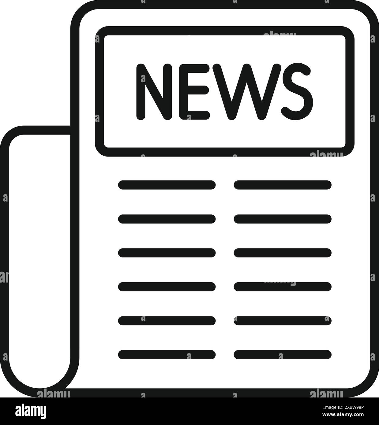 Simple line drawing of a newspaper with the word news at the top, ideal ...