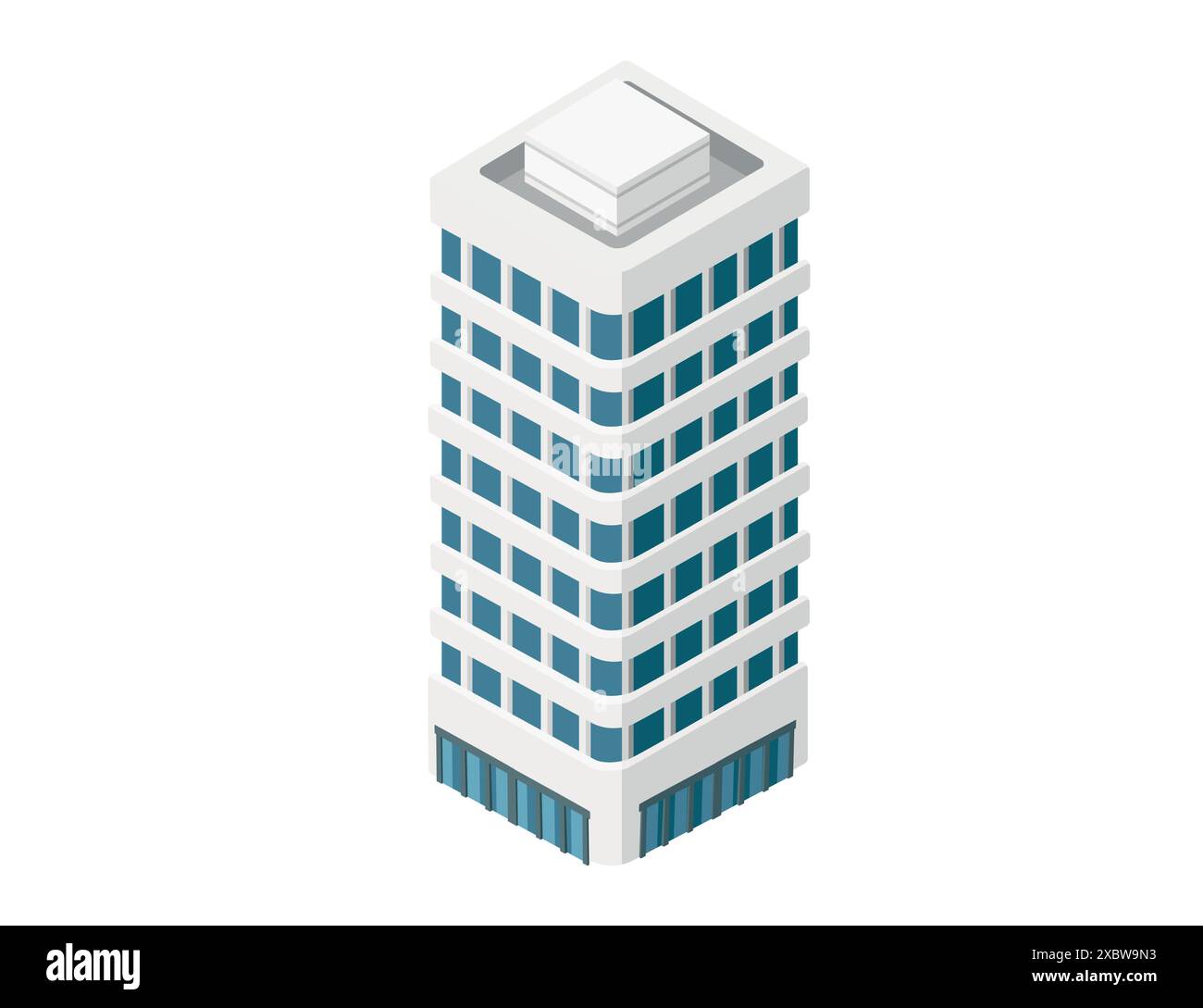 vector isometric hotel, apartment, school, or skyscraper building ...