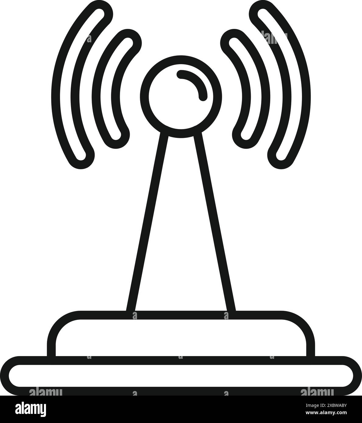 Line art icon of a wireless network transmitting a signal, concept of communication technology ...