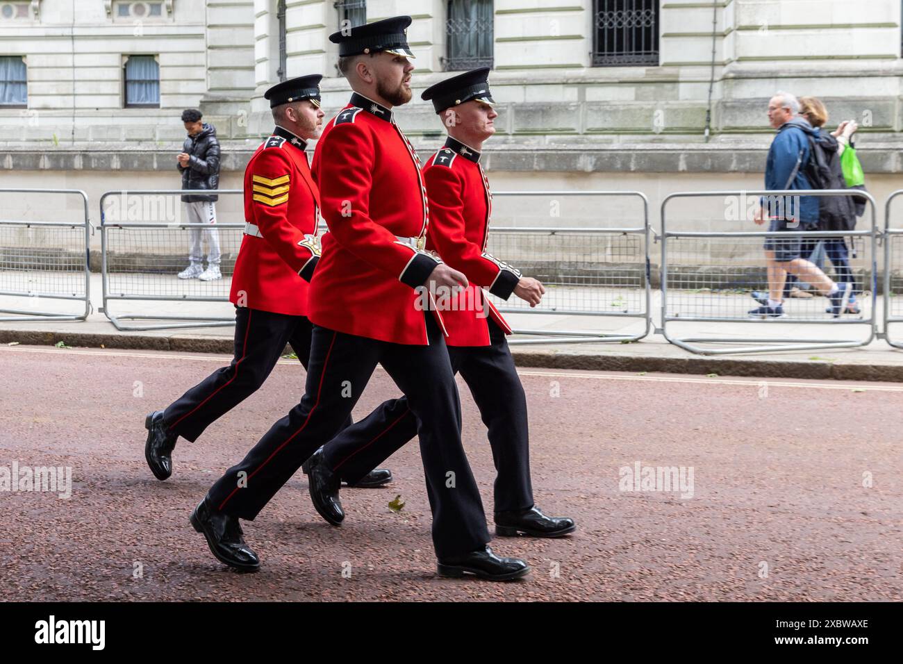 London, UK. 1st June, 2024. Three Welsh Guards are pictured on Horse ...