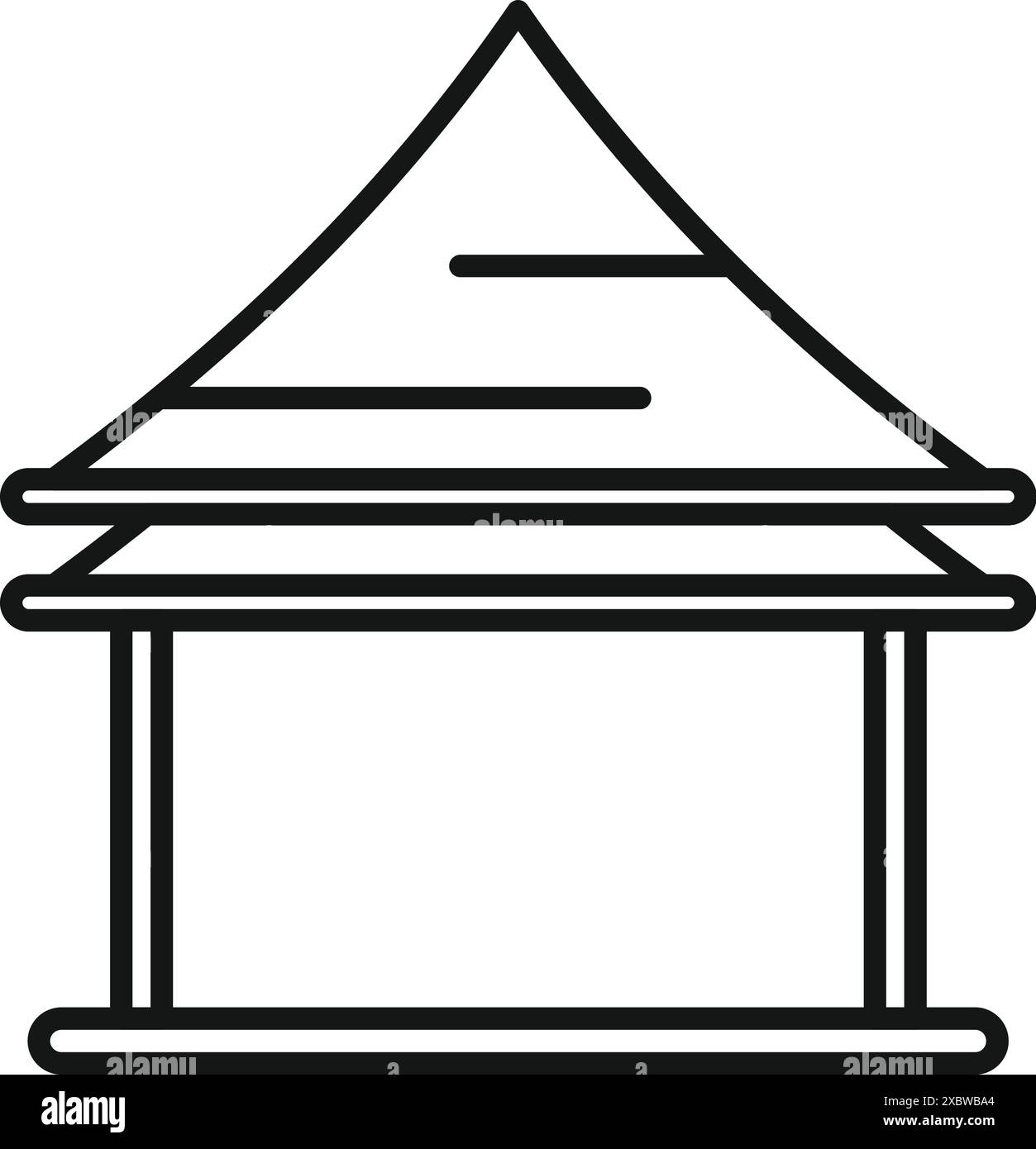 Outdoor wooden alcove with classic triangle roof providing shade and ...